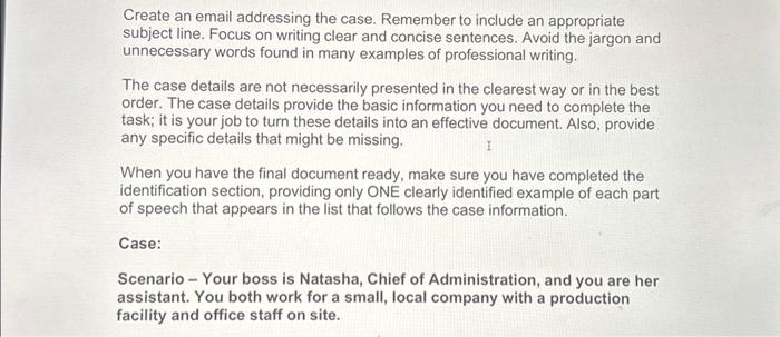 Create an email addressing the case. Remember to | Chegg.com