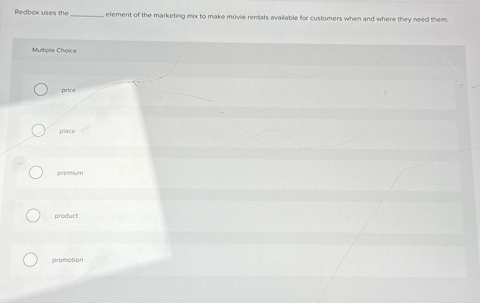 Solved Redbox uses the element of the marketing mix to make | Chegg.com