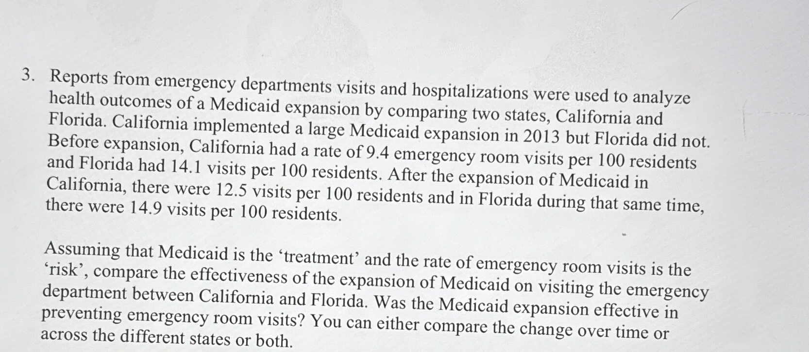 Solved Reports from emergency departments visits and | Chegg.com