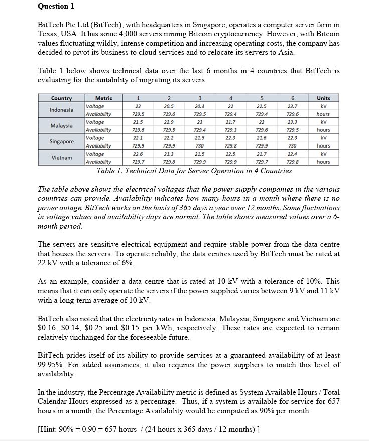 Solved 1(b) ﻿In addition to its data centre in Texas, | Chegg.com