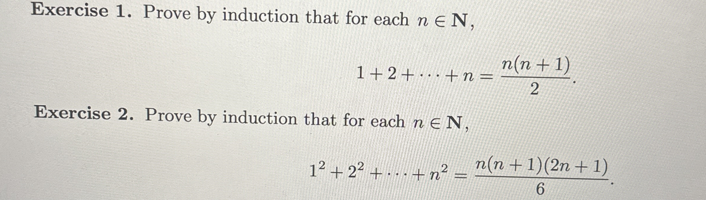 Solved Exercise 1. ﻿Prove by induction that for each | Chegg.com