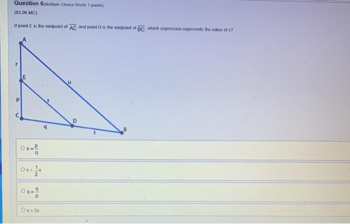 Solved Question 6 Multiple Choice Worth 1 points) (03.06 MC) | Chegg.com