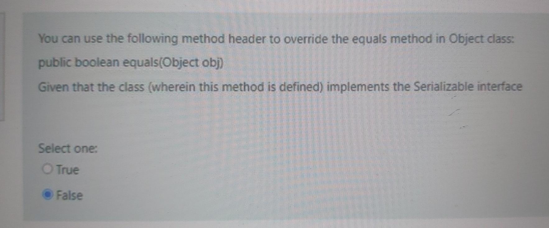Solved You can use the following method header to override | Chegg.com