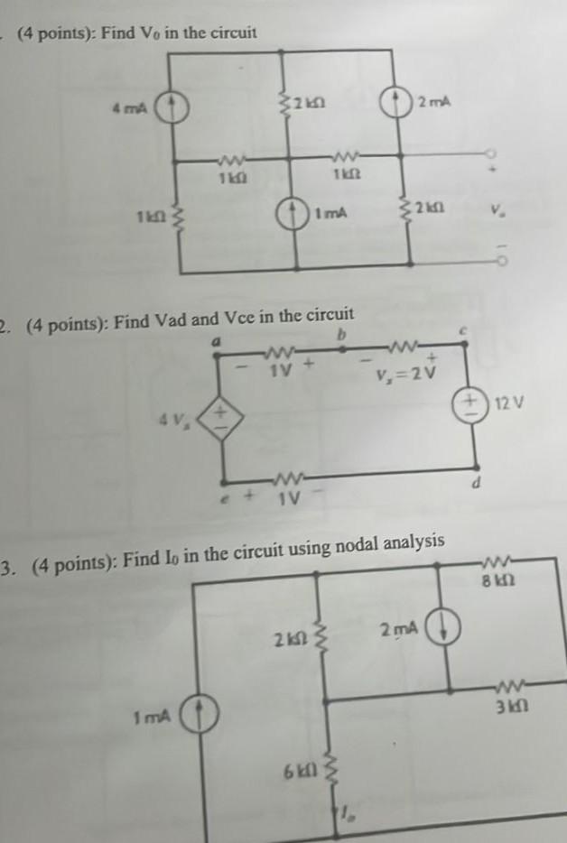 Solved (4 points): Find Va in the circuit (4 points): Find | Chegg.com