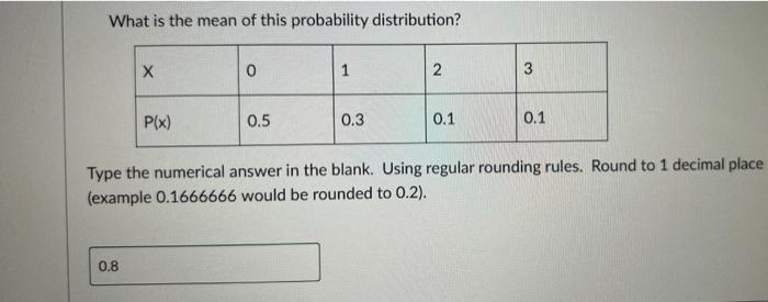 Solved What is the mean of this probability distribution? | Chegg.com