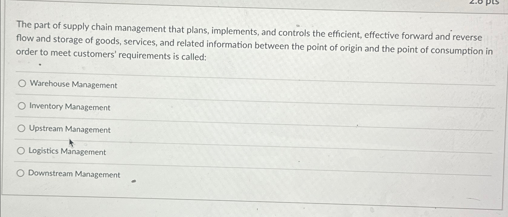Solved The part of supply chain management that plans, | Chegg.com