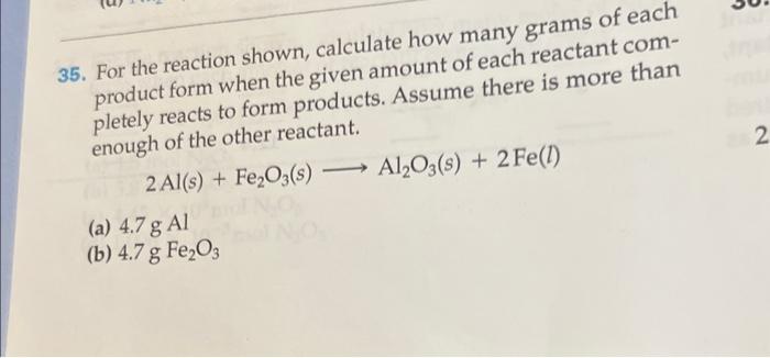 Solved 35. For the reaction shown, calculate how many grams | Chegg.com