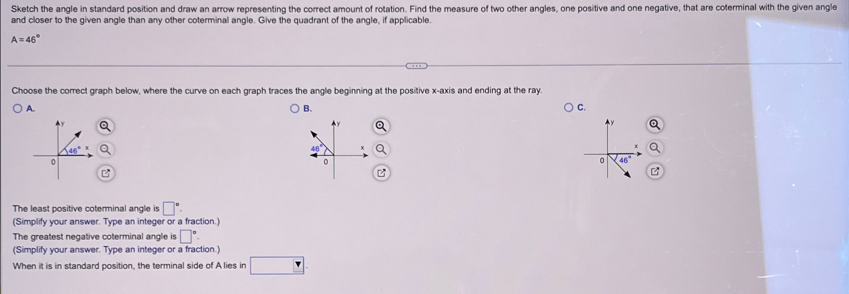 Solved Sketch the angle in standard position and draw an | Chegg.com