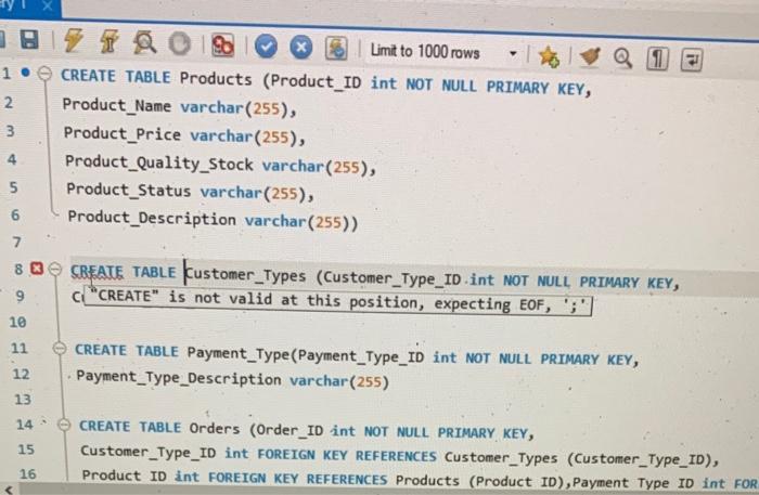 Solved How do I fix this error?it says "CREATE" is not valid | Chegg.com