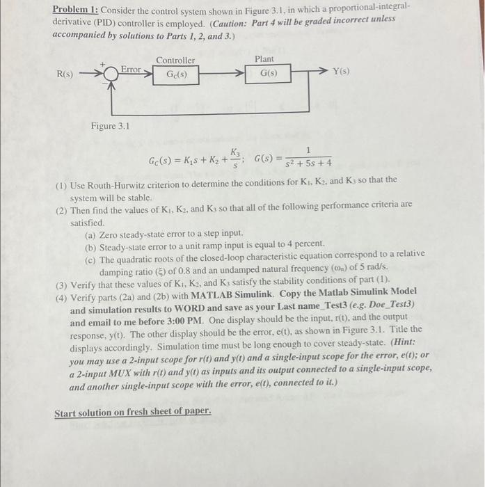 Solved Problem 1 Consider The Control System Shown In 8482