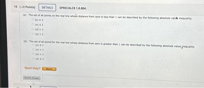 Solved 18. [-/2 Points] (a) The set of all points on the | Chegg.com