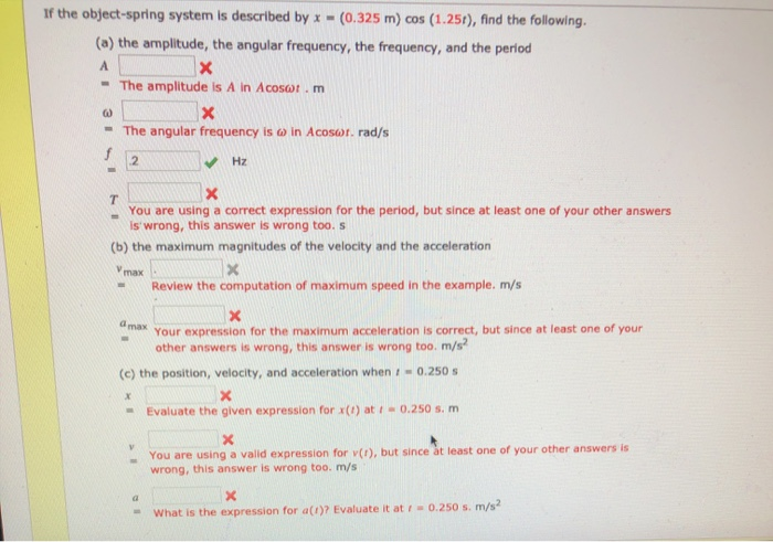 Solved EXAMPLE 13.6 The Vibrating Object-Spring System GOAL | Chegg.com