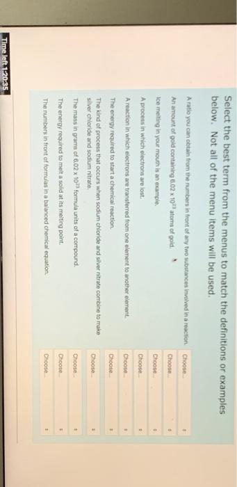 Solved Select the best term from the menus to match the | Chegg.com