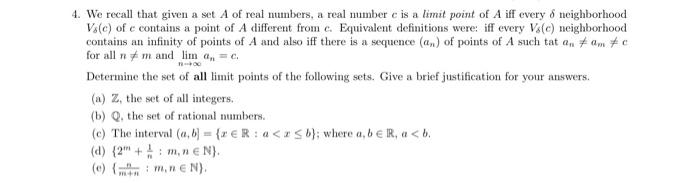 Solved 4. We recall that given a set A of real numbers, a | Chegg.com
