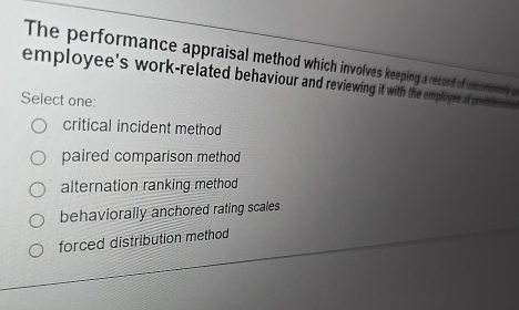 The performance appraisal method which involves | Chegg.com
