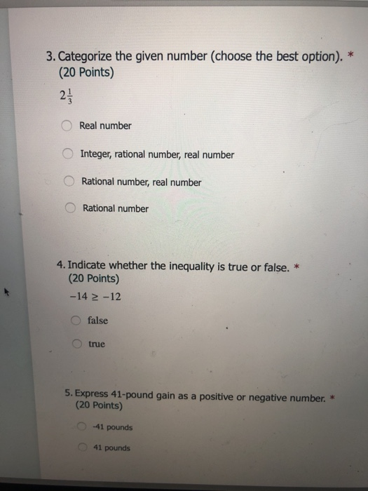 Solved 3. Categorize the given number (choose the best | Chegg.com
