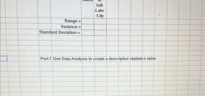 Solved Part C Use Data Analysis to create a descriptive | Chegg.com Solved Part C Use Data Analysis to create a descriptive | Chegg.com