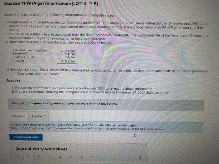 Solved Exercise 11-19 (Algo) Amortization [LO11-4, 11-5] | Chegg.com