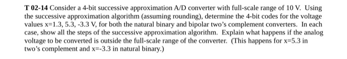 T 02-14 Consider a 4-bit successive approximation A/D | Chegg.com