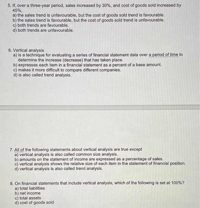 Solved 5. If, over a three-year period, sales increased by | Chegg.com