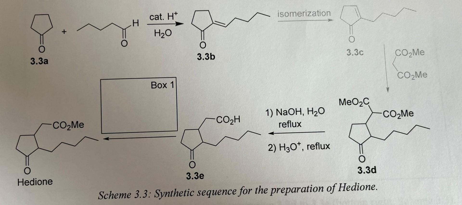 Solved Proposed synthesis of Hedione in image, with | Chegg.com