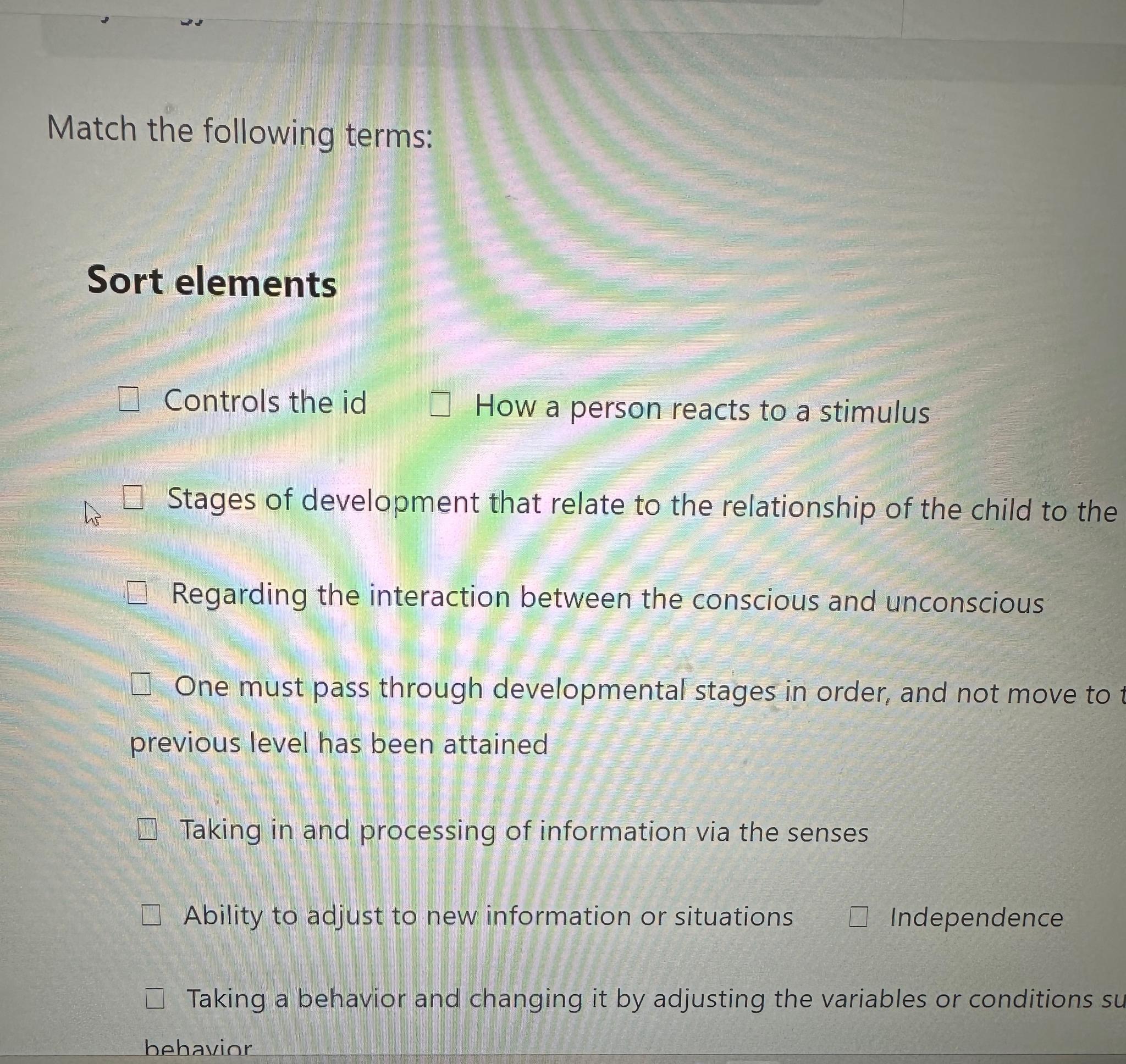 Solved Match the following terms:Sort elementsControls the | Chegg.com