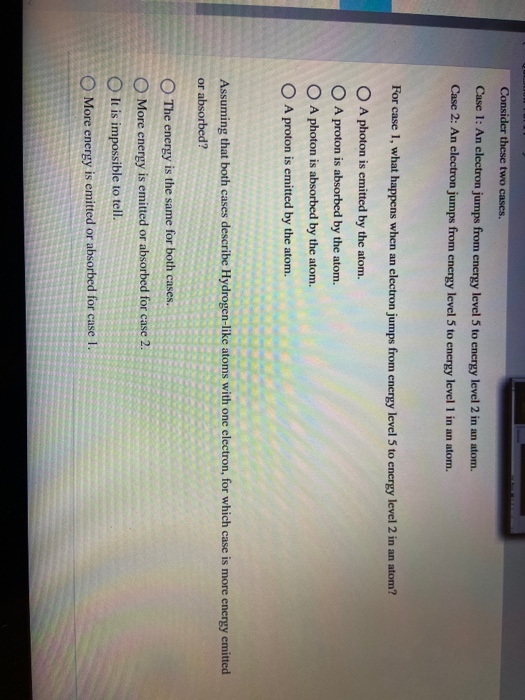 Solved Consider these two cases. Case 1: An electron jumps | Chegg.com