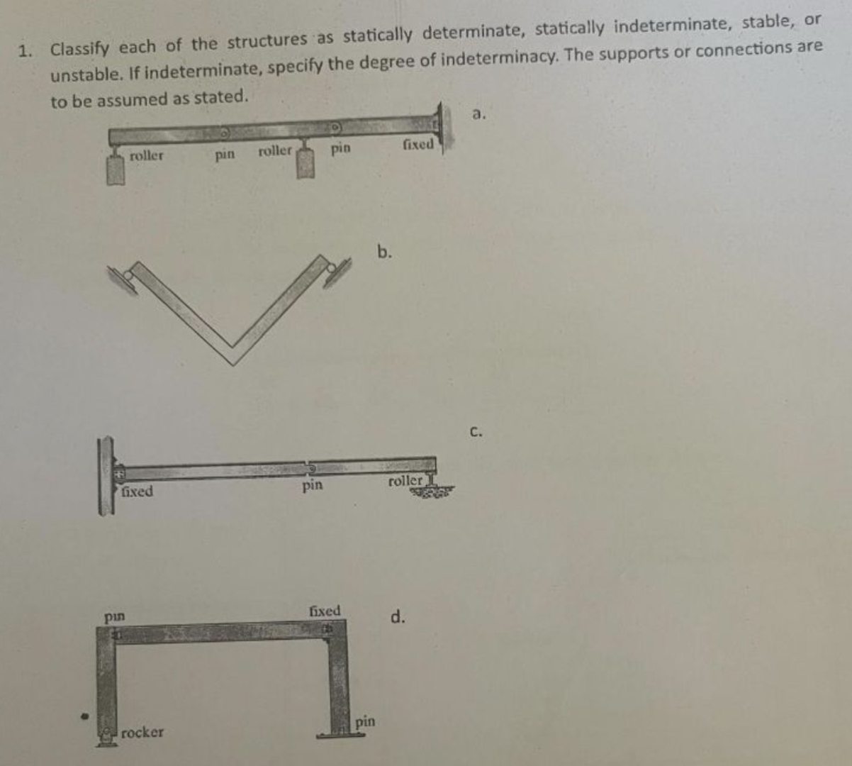 Solved Classify each of the structures as statically | Chegg.com