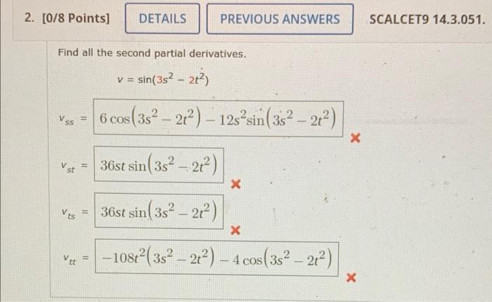 Solved 2. [0/8 Points] DETAILS PREVIOUS ANSWERS SCALCET9 | Chegg.com