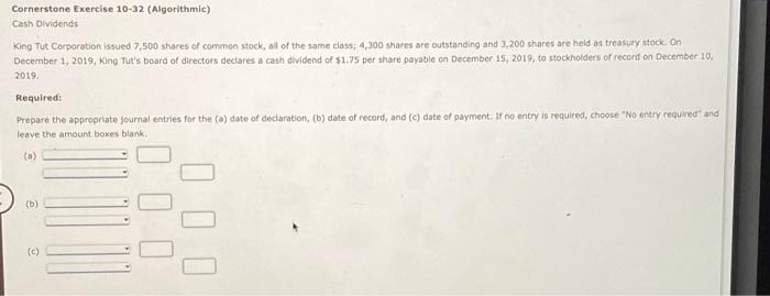 Solved Cornerstone Exercise 10-32 (Algorithmic) Cesh | Chegg.com