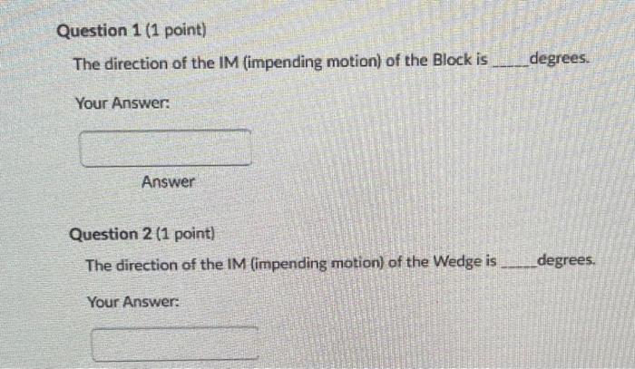 The direction of the IM (impending motion) of the | Chegg.com