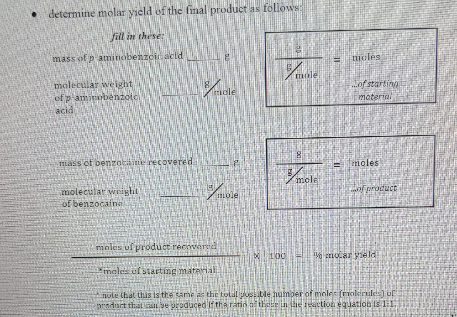 Solved determine molar yield of the final product as | Chegg.com