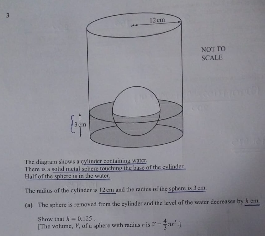 Solved 3The diagram shows a cylinder containing water.There | Chegg.com