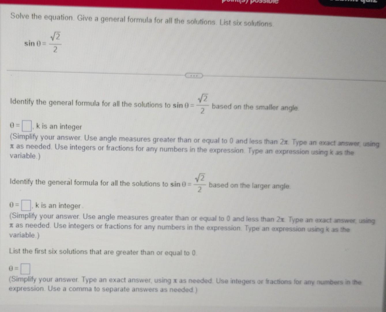 Solved Solve the equation. Give a general formula for all | Chegg.com