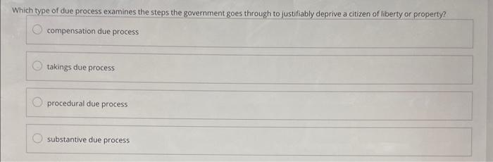 Solved Which type of due process examines the steps the | Chegg.com