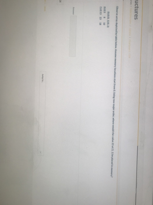 Solved observe array depicted by table belowassume memory | Chegg.com