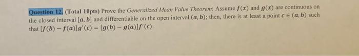 Solved Question 12. (Total 10pts) Prove the Generalized Mean | Chegg.com