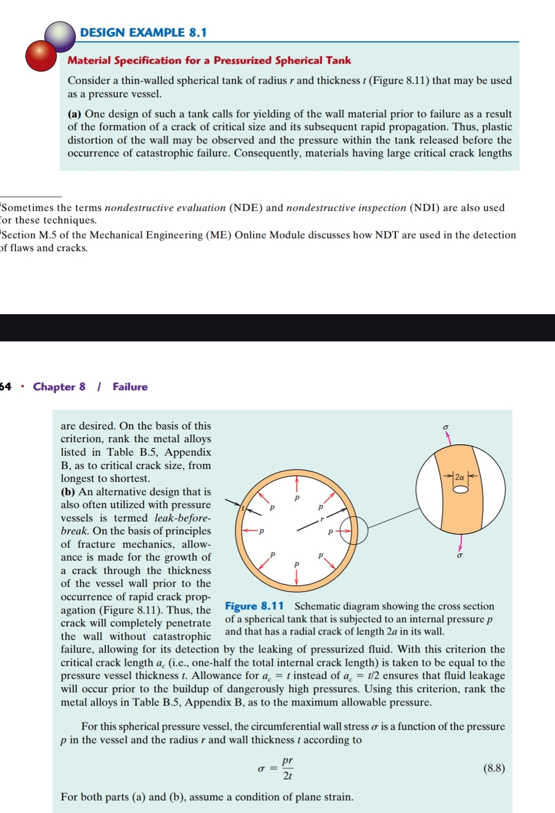 Solved DESIGN EXAMPLE 8.1Material Specification for a | Chegg.com