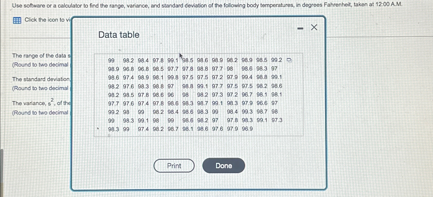 Solved Use software or a calculator to find the range, | Chegg.com