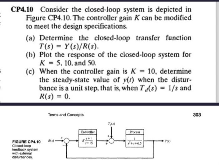 CP4.10 Consider the closed-loop system is depicted in | Chegg.com