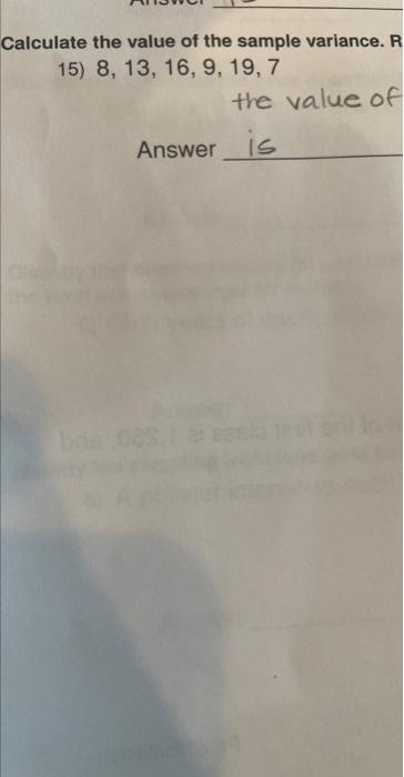 Solved calculate the value of the sample variance. Round | Chegg.com