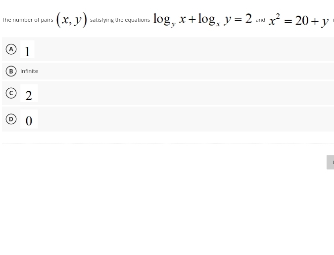 Solved The number of pairs (x,y) ﻿satisfying the equations | Chegg.com
