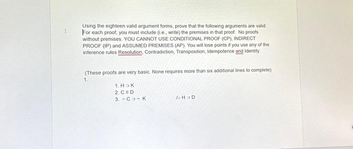 Solved Using The Eighteen Valid Argument Forms Prove That 4650