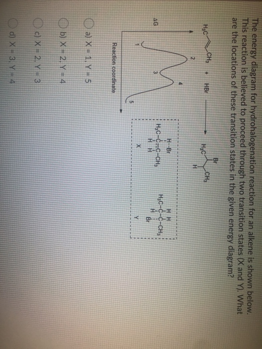 Solved The energy diagram for hydrohalogenation reaction for | Chegg.com