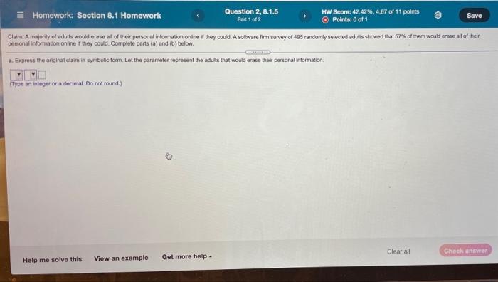 Solved Save Homework Section 8 1 Homework Question 2