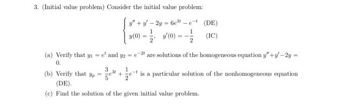 Solved 3. (Initial value problem) Consider the initial value | Chegg.com