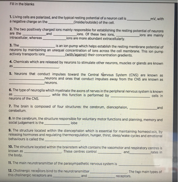 Solved Fill in the blanks 1. Living cells are polarized, and | Chegg.com