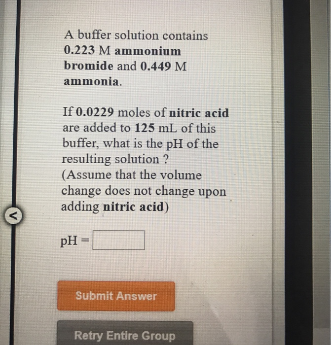 Solved A buffer solution contains 0.223 M ammonium bromide | Chegg.com
