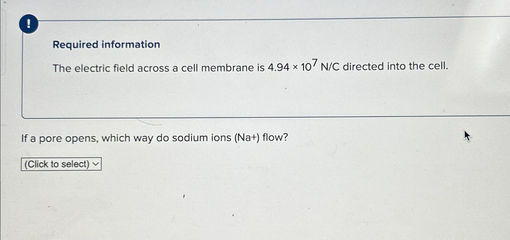 Solved !Required informationThe electric field across a cell | Chegg.com