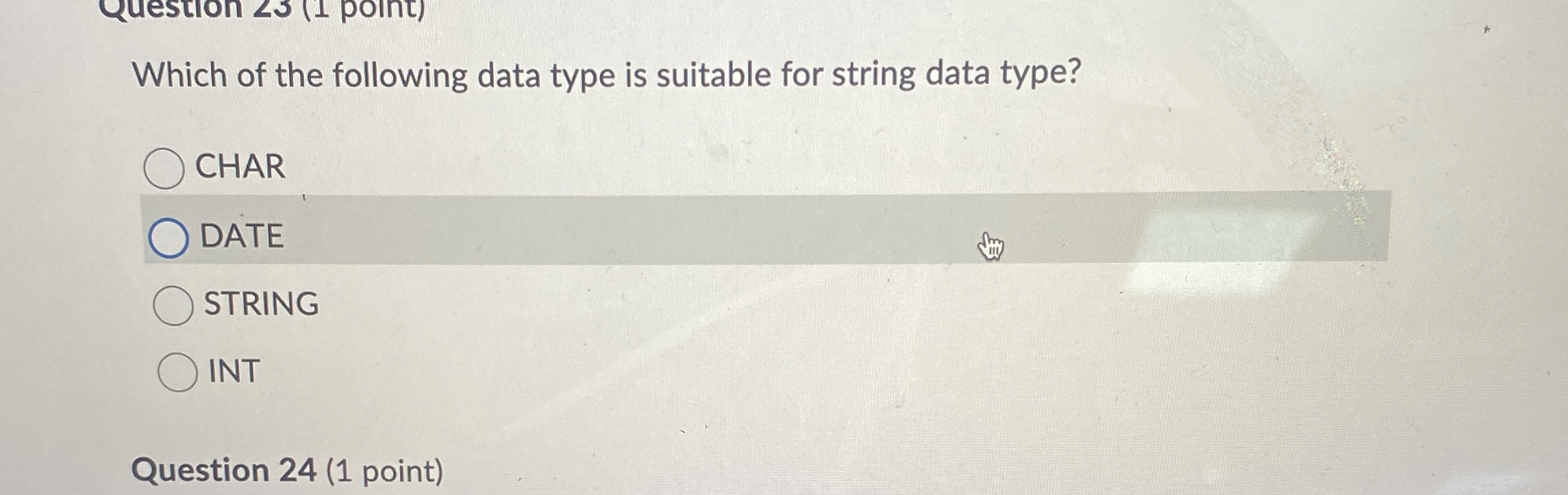 Solved Which of the following data type is suitable for | Chegg.com